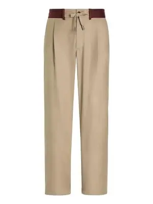 Dolce & Gabbana Wool Canvas Drawstring Trousers - Beige