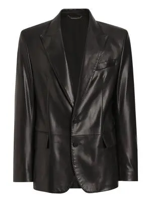 Dolce & Gabbana Single-breasted Sicilia Light Leather Jacket - Black