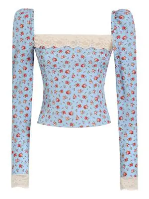 Dolce & Gabbana Rose-print Charmeuse Top - Multicolor