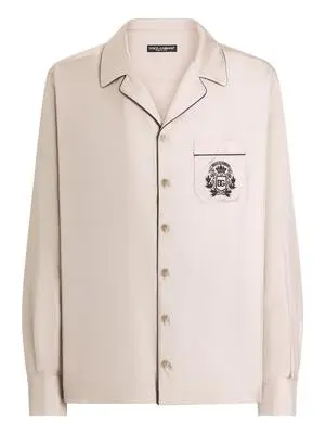 Dolce & Gabbana Silk Shirt With Embroidery - Beige