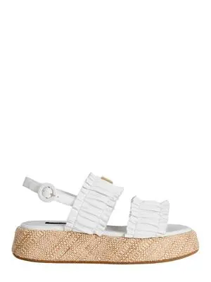 Dolce & Gabbana Nappa Leather Wedge Sandals - White