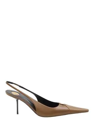 Saint Laurent Babylone Breteuil Slingback Pumps Brown