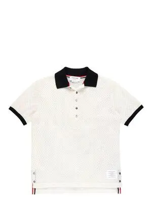 Thom Browne Short-sleeve Ribbed-cuff Polo Shirt - Neutrals