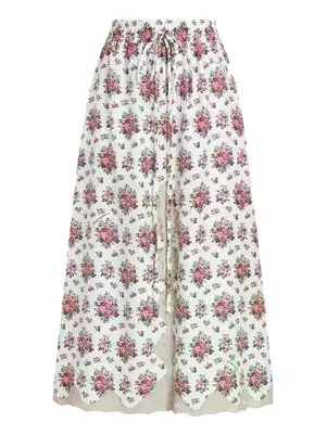 Dolce & Gabbana Floral Print Lace Skirt - White
