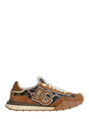Dolce & Gabbana Logo-appliqué Leopard Print Sneakers - Brown