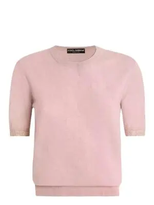 Dolce & Gabbana Lace-trim Cashmere Top - Pink