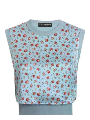 Dolce & Gabbana Floral Knit Top - Blue