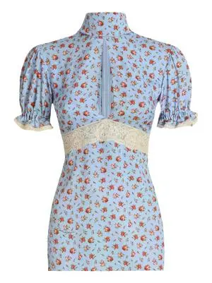 Dolce & Gabbana Floral Print Keyhole Blouse - Blue