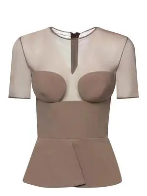 NENSI DOJAKA Peplum Panelled Blouse - Brown
