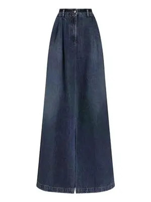 Dolce & Gabbana Pleated Maxi Skirt With Slit - Blue