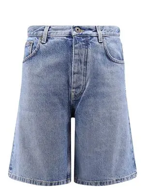 Off White Half Arrow Denim Shorts - Blue