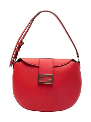 Fendi Small Leather Croissant Hobo Bag - Red