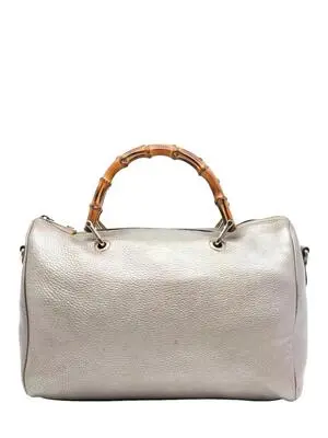 Gucci Medium Calfskin Bamboo Shopper Boston Bag Satchel - Gold