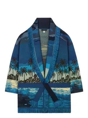 Alanui Lost In The Fringed Belted Cardigan-coat - Blue