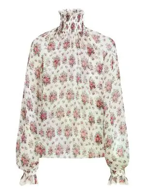 DOLCE & GABBANA Floral-Print Lace-Trim Blouse