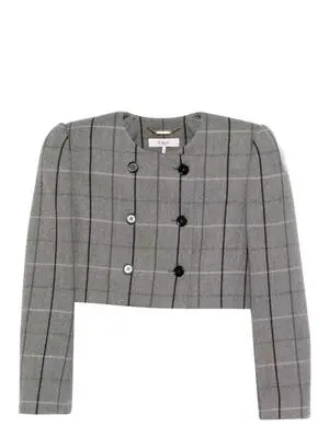 Chloé Double-breasted Check Jacket - Grey