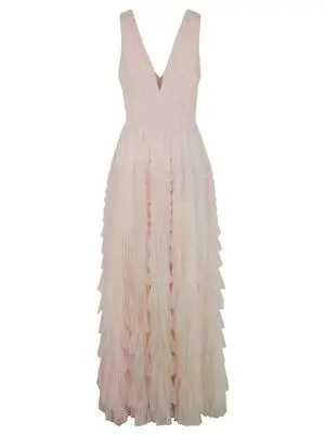 TWINSET Ruffled Pleated Maxi Dress - Pink