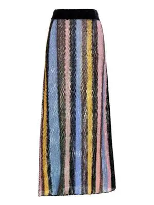 Agua Bendita Cyprus Striped Crochet Maxi Skirt - Pink