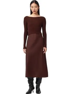 ALLSAINTS Hera 2-in-1 Midi Dress - Brown