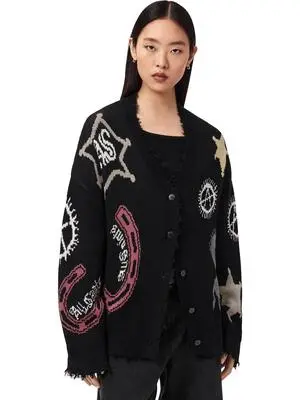 ALLSAINTS Hester Jacquard Cardigan - Black