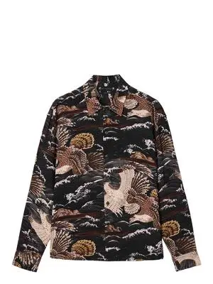 ALLSAINTS Corsican Printed Oversized Shirt - Jet Black