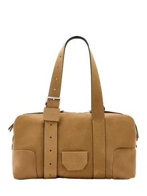 ALLSAINTS Ares Suede Shoulder Bag - Biscuit Brown