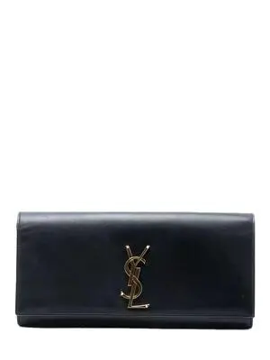 Saint Laurent 2013 Leather Monogram Cassandre Clutch - Black