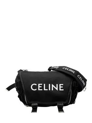 Celine 2022 Medium Nylon Logo Trekking Messenger Bag - Black