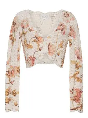 Cara Cara Cropped Crochet Cardigan - Lockwood Flora Egret