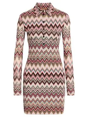Missoni Crochet-knit Mini Shirt Dress - Pink