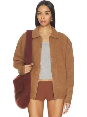 AYA MUSE Knit Zip Up Jacket With Collar - Deep Camel