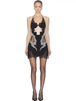 HAELO Lace Collage Mini Dress - Black