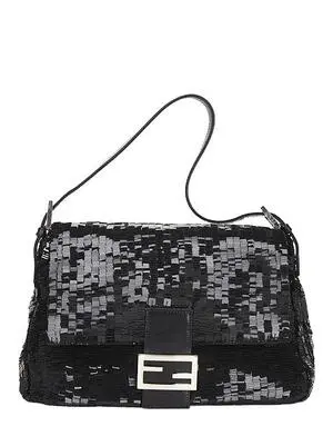 FWRD RENEW Fendi Sequin Mama Baguette Shoulder Bag - Black