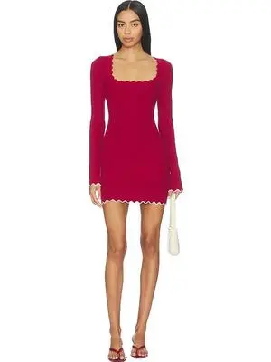 LOVERS AND FRIENDS Helena Scallop Detail Mini Dress - Red