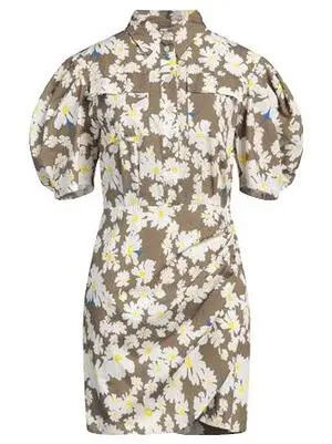 MSGM Floral-print Cotton Shirt Dress - Green