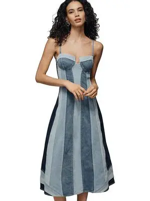 Love The Label Cotton Mackenzie Midi Dress - Paneled Denim