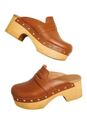 ANTHROPOLOGIE Studded Loafer Clogs