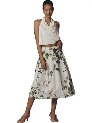 Anthropologie Paneled Waist Midi Skirt - Ivory Pattern
