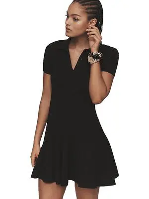 Maeve Short-sleeve Polo Mini Dress - Black
