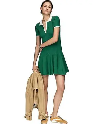 Maeve Short-sleeve Polo Mini Dress - Green/ivory Combo