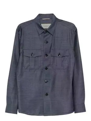 Canali Button Flap Jacket - Blue