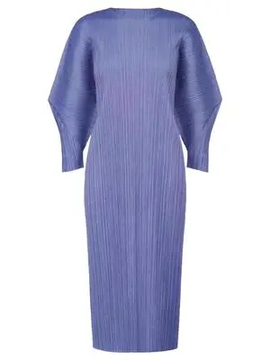 Issey Miyake Pleated Midi Dress - Blue