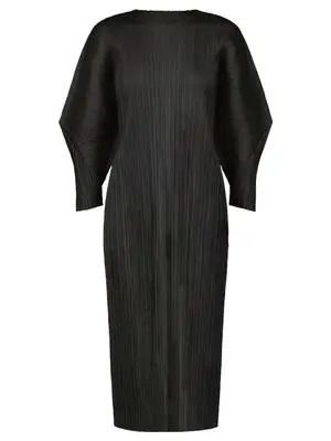 Issey Miyake Pleated Midi Dress - Black