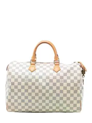 LOUIS VUITTON 2014 Damier Azur Speedy 35 Boston Bag - White