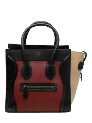 Celine 2012 Micro Tricolor Leather Luggage Tote Bag - Red