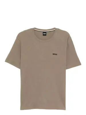 BOSS Logo-embroidered Waffle T-shirt - Neutrals
