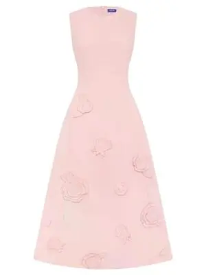 LEO LIN Cleo Rose Appliqué Midi Dress - Pink