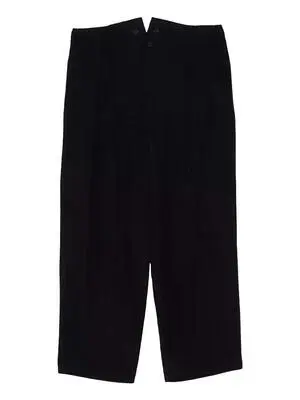 Y’s Pinstripe Cropped Trousers - Black