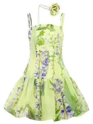 LEO LIN Lorena Floral Mini Dress - Green
