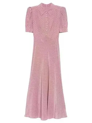 Alessandra Rich Polka-dot A-line Midi Dress - Pink